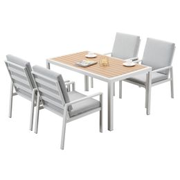 MeXo Gartenm&ouml;bel &raquo;Dining Set Levante&laquo;, inkl Polster (4-Sitzer, Wei&szlig; / Hellgrau) 100396632004