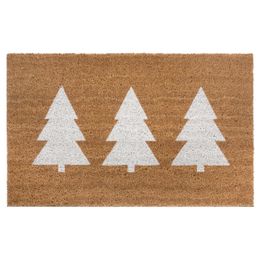 Fu&szlig;matte Hanse Home "Mix Mats Kokos Pine Trees, T&uuml;rmatte", braun (braun, wei&szlig;), B:75cm H:15mm L:45cm, Kokos, Teppiche, Fu&szlig;matte, Weihnachten, Schmutzfangmatte, Outdoor, Rutschfest, Innen, Kokosmatte