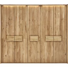 Kleiderschrank Home Affaire "Ambroise, aus Wildeiche, inkl. Passepartout", braun (wildeiche), B:257cm H:226cm T:62cm, Massivholz, Schr&auml;nke, Kleiderschrank, Massivholz-Kleiderschrank, im 50 cm Raster planbar