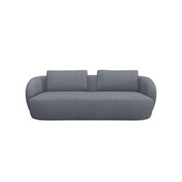 3-Sitzer FLEXLUX "Torino, rund und bequem, Couch, Dreisitzer", blau (navy blau), B:217cm H:85cm T:102cm, 62% Polyester, 17% Cotton, 14% Viscose, 7% Linen, Sofas, 3-Sitzer, Modernes, organisches Sofa-Design, Kaltschaum, Wellenunterfederung