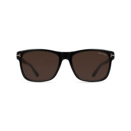 Tom Ford FT0698 GIULIO | Unisex-Sonnenbrille | Fassung: Vollrand, Quadratisch, Kunststoff, Schwarz Gl&auml;nzend | Glasfarbe: Braun