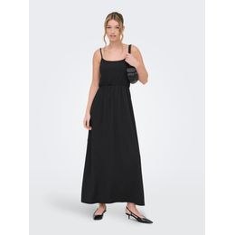 Maxikleid Only "ONLALTA S/L LONG STRAP DRESS PNT ZLO", Damen, Gr. L, N-Gr, schwarz, Web, Obermaterial: 98% Polyester, 2% Elasthan, unifarben, regular fit lang, Rundhals, Kleider Maxikleid