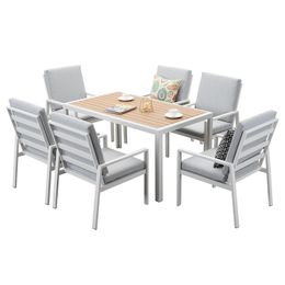 MeXo Gartenm&ouml;bel &raquo;Dining Set Levante&laquo;, inkl Polster (6-Sitzer, Wei&szlig; / Hellgrau) 100396632002