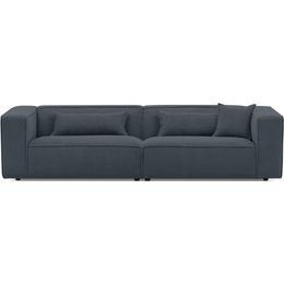 3-Sitzer "PIARA, Couch mit Kedernaht, Sofa in Cord, Leinenoptik o. Strukturstoff", grau (dunkelgrau), B:275cm H:66cm T:101cm, 100% Polyester, LeGer Home by Lena Gercke, Sofas, 3-Sitzer, schwarze F&uuml;&szlig;e, bequemer Sitzkomfort