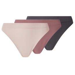 Esmara&reg; Damen String Rippe Seamless 3er (anthrazit/rosa, XS(32/34)) 100398132009
