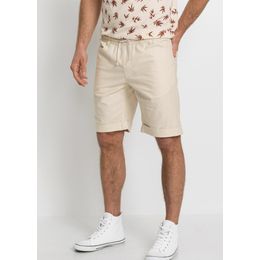 Bermudas bonprix, Herren, Gr. 54, N-Gr, sandbeige, Web, Obermaterial: 55% Leinen, 45% Baumwolle, regular fit, Hosen Bermudas, aus Leinen-Baumwoll-Mix, Regular Fit, l&auml;ssiger Stil