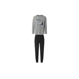 esmara Men Herren Pyjama lang (grau/schwarz, XL (56/58)) 100396992004