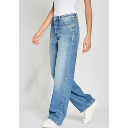 Weite Jeans Gang "94JUL", Damen, Gr. 26, N-Gr, blau (aged midblau), Denim/Jeans, Obermaterial: 90% Baumwolle, 8% Polyester, 2% Elasthan, gerade lang, Jeans Weite Jeans, Comfort Straight Fit
