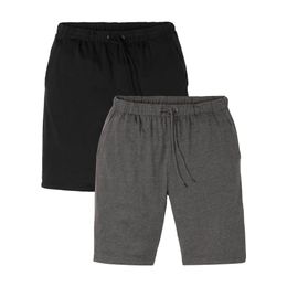 Shorts bonprix, Herren, Gr. 48/50, N-Gr, schwarz, anthrazit meliert, Web, Obermaterial: 60% Baumwolle, 40% Polyester, regular fit, Hosen Shorts, aus Baumwolle und Polyester, Regular Fit, leichte Qualit&auml;t