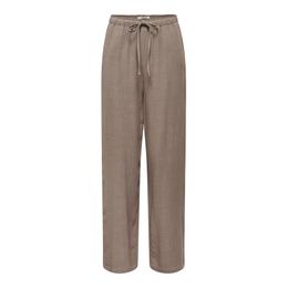 Schlupfhose Only "ONLSIESTA MW PULL-UP LINEN BL PNT NOOS", Damen, Gr. L, L&auml;nge 30, walnut, Web, Obermaterial: 80% Viskose, 20% Leinen, unifarben, straight fit normal, Hosen Schlupfhose, Viskosemischung