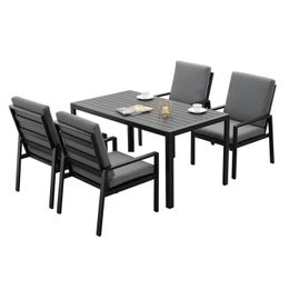 MeXo Gartenm&ouml;bel &raquo;Dining Set Levante&laquo;, inkl Polster (4-Sitzer, Schwarz / Dunkelgrau) 100396632003