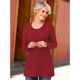 Longshirt Classic Basics "Longshirt", Damen, Gr. 42, rot (kirsche), 95% Viskose, 5% Elasthan, unifarben, Rundhals, Shirts Longshirt