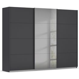 Schwebet&uuml;renschrank OTTO HOME "Schlafzimmerschrank Kleiderschrank Schrank Garderobe FERRIS", grau (graumetallic), B:271cm H:210cm T:62cm, Holzwerkstoff, Schr&auml;nke, Schwebet&uuml;renschrank, Mittelt&uuml;r mit hochwertigem Grauspiegel MADE IN GERMANY