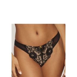String JETTE, Damen, Gr. 44/46, schwarz (schwarz, caramel), Microtouch, Obermaterial: 83% Polyamid, 17% Elasthan, figurbetont, Unterhosen String, mit Mix aus feiner Spitze und Soft-Mesh