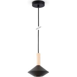 Paco Home Pendelleuchte "MORA", schwarz, &Oslash; 17cm H: 18,7cm, Leuchten, Wohnzimmer Esszimmer Trichterform Modern Holz Metall GU10, Pendelleuchte