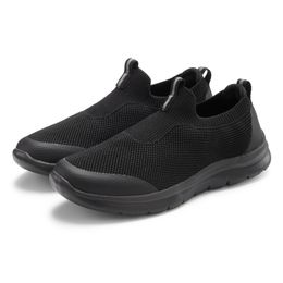 Sneaker John Devin "Slipper, Freizeitschuh, Textilschuhe, Stoffschuhe, Turnschuh", Herren, Gr. 45, schwarz, Obermaterial: 80% Textilmaterial, 20% Lederimitat. Decksohle: 100% Textilmaterial. Futter: 100% Textilmaterial. Laufsohle: 100% Synthetik, Mesh, unifarben, Basic, Schuhe Sneaker, Slip-On-Sneaker mit ultraleichter Sohle Unisex VEGAN