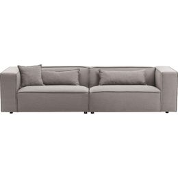 3-Sitzer "PIARA, Couch mit Kedernaht, Sofa in Cord, Leinenoptik o. Strukturstoff", grau (silbergrau), B:275cm H:66cm T:101cm, 100% Polyester, LeGer Home by Lena Gercke, Sofas, 3-Sitzer, schwarze F&uuml;&szlig;e, bequemer Sitzkomfort