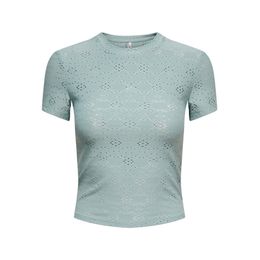 T-Shirt Only "ONLSMILLA NEW S/S TOP JRS", Damen, Gr. XS, jadeite pattern:jo smilla, Jersey, Obermaterial: 95% Polyester, 5% Elasthan, gemustert, slim fit normal, Rundhals, Shirts T-Shirt, Materialmix, slim fit, Rundhals