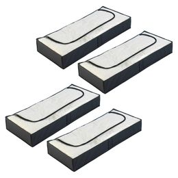 Unterbettkommode Wenko "Modell Deep Black", schwarz, B:105cm H:15cm T:45cm, Kunststoff, Aufbewahrungsboxen, Unterbettkommode, Aufbewahrungstasche mit gro&szlig;em Sichtfenster & 3-Seiten-Rei&szlig;verschluss