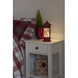 LED Laterne Konstsmide "Weihnachtsdeko rot", rot, B:13cm H:26,5cm L:13cm T:13cm, Leuchten, LED Laterne, LED Wasserlaterne, Briefkasten, "Schneemann mit 2 Kindern und Hund"