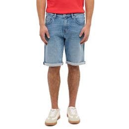 Slim-fit-Jeans Mustang "Herren Style Chicago Shorts Z", Damen, Gr. 30, 313 mittelblau, Denim/Jeans, 83% Baumwolle, 16% Polyester, 1% Elasthan, unifarben, slim fit, Jeans Slim-fit-Jeans