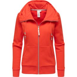 Kapuzensweatjacke Ragwear "Kapuzensweatjacke Neskia Zip", Damen, Gr. XXL, rot, Obermaterial: 70% Baumwolle CO. 30% Polyester PES., Sweatjacken Kapuzensweatjacke
