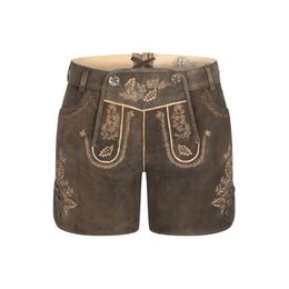 N&uuml;bler Trachtenlederhose N&Uuml;BLER "Lederhose Hotpant Meera", Damen, Gr. 42, EURO, braun, Obermaterial: 100% Lammleder LEL., Hosen Trachtenlederhose
