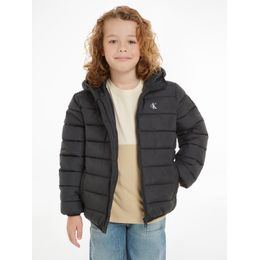 Steppjacke Calvin Klein Jeans "INST. LOGO LIGHT PADDED JACKET", Jungen, Gr. 4 (104), schwarz (ck schwarz), Web, Obermaterial: 100% Polyester, unifarben, regular fit h&uuml;ftbedeckend, B&uuml;ndchen, Jacken Steppjacke, f&uuml;r Kinder bis 16 Jahre