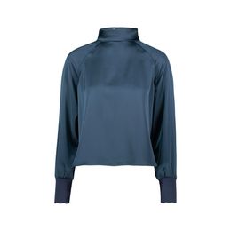 Satinbluse Zero "Satinbluse mit Stehkragen", Damen, Gr. 44, blau (8599), Obermaterial: 100% Polyester PES., Blusen Satinbluse