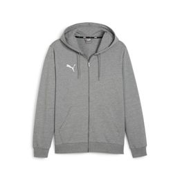Kapuzensweatjacke Puma "TEAMGOAL CASUALS HOODED JACKET", Damen, Gr. 3XL, medium gray heather, Puma wei&szlig;, Sweatware, Obermaterial: 60% Baumwolle, 40% Polyester, unifarben, regular fit normal, Sweatjacken Kapuzensweatjacke, mit Kapuze, f&uuml;r Fu&szlig;ball und Freizeit, mit Rei&szlig;verschluss