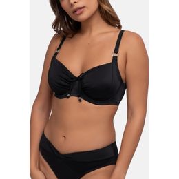 B&uuml;gel-Bikini-Top Dorina "Fiji", Damen, Gr. 70, Cup E, schwarz, Obermaterial: 57% Polyester, 24% Polyamid, 19% Elasthan, unifarben, Bikini-Oberteile B&uuml;gel-Bikini-Top, Full Cup, Stoffraffung vorne