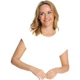 Damen Kurzarmshirt mit Blumenprint gelb-ocker-bedruckt, Gr&ouml;&szlig;e 56