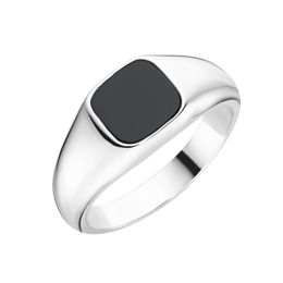 Silberring "Ring Siegelring mit schwarzem Achat, Silber 925" Gr. 64, schwarz, Giorgio Martello MILANO, Fingerringe, Herren, 64, Silber 925 (Sterlingsilber), Silberring