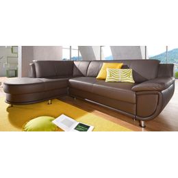 Ecksofa Trendmanufaktur "Rondo, zeitlos und elegant, bequem, L-Form", braun, B:265cm H:85cm T:190cm, Softlux-Kunstleder;Primabelle-Microfaser;NaturLeder (handschuhweiches Rindsleder in Sitz und R&uuml;cken mit SOFTLUX-Kunstleder als Korpus-Bezug);Struktur (23% Polyacryl, 77% Polyester), Sofas, Ecksofa, wahlweise mit Federkern, wahlweise mit Bettfunktion