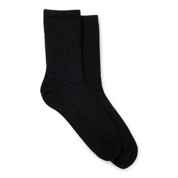 Freizeitsocken BOSS "2P RS Monogram CC", Damen, Gr. 39-42, schwarz, Baumwollmischung, unifarben, elastisch, Socken Freizeitsocken, aus weicher Baumwollmischung