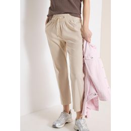 Jerseyhose Cecil "Style Tracey", Damen, Gr. M (40), L&auml;nge 26, grain beige, Web, Obermaterial: 66% Baumwolle, 30% Polyester, 4% Elasthan, unifarben, regular fit kn&ouml;chelfrei, Hosen Jerseyhose, mit elastischem Bund