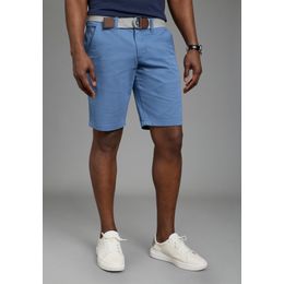Shorts DELMAO, Herren, Gr. 44, N-Gr, blau, Web, Obermaterial: 98% Baumwolle, 2% Elasthan, bedruckt, gemustert, regular fit kniefrei, Hosen Shorts, kniefrei, gerades Bein, mit Eingrifftaschen und Ges&auml;&szlig;taschen