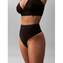 Tanga, Damen, Gr. XXXL (48), schwarz, Jersey, Obermaterial: 72% Polyamid, 28% Elasthan, Calvin Klein Underwear, unifarben, k&ouml;rpernah, Unterhosen Tanga, K&ouml;rpernahe Passform mit elastischem Bund