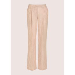 Madeleine Mode Stoffhose MADELEINE "Leinenhose Bundfaltenhose mit Nadelstreifen", Damen, Gr. 44, N + K Gr, rosa (puderros&eacute;, bleigrau, melange), Obermaterial: 50% Leinen LI. 50% Viskose CV., Hosen Stoffhose