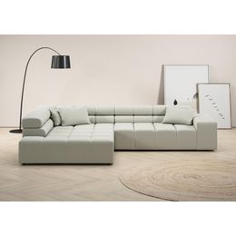 Ecksofa Home Affaire "Ancona incl. Kopfteilverstellung, Breite 319cm, L-Form", silber, B:319cm H:70cm T:215cm, Struktur (85% Polyester, 15% Viskose);Luxus-Microfaser weich (98% Polyester, 2% Nylon);Velours (100% Polyester), Sofas, Ecksofa, wahlweise motorische Sitztiefenverstellung, auch in Cord + Easy Care