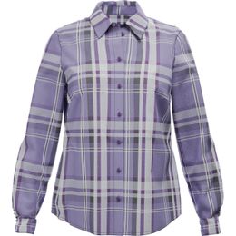Damen Karobluse aus reiner Baumwolle lila-lavendel-kariert, Gr&ouml;&szlig;e 48