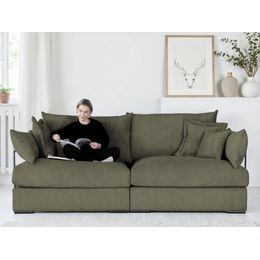 Big-Sofa Home Affaire "Casa, Breite 247 cm", khaki, B:247cm T:123cm, 100% Polyester, Sofas, Big-Sofa, Mega-Sofa, Cord oder Chenille-Struktur w&auml;hlbar, mit Federkern