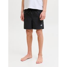 Jack & Jones Badeshorts JACK & JONES JUNIOR "JPSTMAUI SURF DOUBLE WB SWIM SHORT JNR", Kinder, Gr. 140, N-Gr, schwarz, Web, Polyester, bedruckt, Badehosen Badeshorts