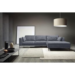 Ecksofa Trendmanufaktur "Luzi, wahlweise mit Schlaffunktion & Bettkasten., L-Form", blau (moonlight ocean), B:280cm H:80cm T:168cm, 100% Polyester, Sofas, Ecksofa, Designsofa mit tollem Sitzkomfort, Metallf&uuml;&szlig;e schwarz, Breite 280 cm