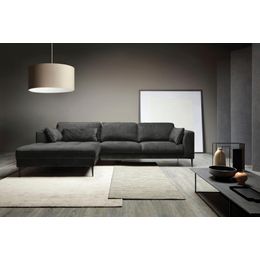 Ecksofa Trendmanufaktur "Luzi, wahlweise mit Schlaffunktion & Bettkasten., L-Form", grau (eiffel tower), B:280cm H:80cm T:168cm, 100% Polyester, Sofas, Ecksofa, Designsofa mit tollem Sitzkomfort, Metallf&uuml;&szlig;e schwarz, Breite 280 cm