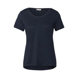 T-Shirt Street One "Style Gerda", Damen, Gr. 34, tiefblau, Jersey, Obermaterial: 50% Baumwolle, 50% Modal, unifarben, regular fit taillenbedeckt, V-Ausschnitt, gerader Abschluss, Shirts T-Shirt