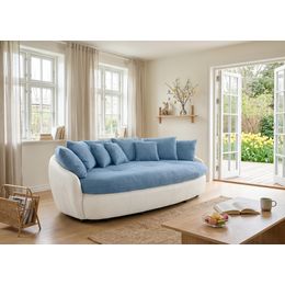Big-Sofa COTTA "Aruba", azure, wei&szlig;, B:238cm H:79cm T:140cm, Luxus-Microfaser (100% Polyester); Microfaser-Feinstruktur (pflegeleichte Microfaser, mit feiner Struktur, 100% Polyester), Sofas, Big-Sofa, gem&uuml;tliches Megasofa in XXL in organischer Form mit vielen Kissen