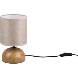 REALITY LEUCHTEN Schreibtischlampe "Luci", braun (holzfarben), 1, &Oslash; 14cm H: 23cm, 1 Stk., Leuchten, Keramik Tischleuchte in Holzoptik, mit Stoffschirm, exkl 1xE14 max 40W, Schreibtischlampe