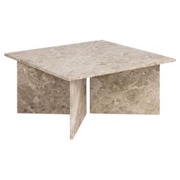 Couchtisch ACTONA GROUP "Vega", braun (latte braun), B:90cm H:42cm T:90cm, Tische, Couchtisch, Couchtisch, V-f&ouml;rmig Gestell,matt Latte lackiert Marmor, 90x90x42 cm