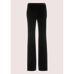 Madeleine Mode Stoffhose MADELEINE "Samthose Weite Samthose mit elastischem Bund", Damen, Gr. 36, N-Gr, schwarz, Obermaterial: 90% Polyester PES. 10% Elasthan EL., Hosen Stoffhose